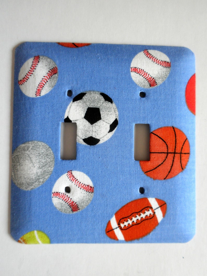 Wall Decor Double Light Switch Plate Switchplate in Baseball Football ...
