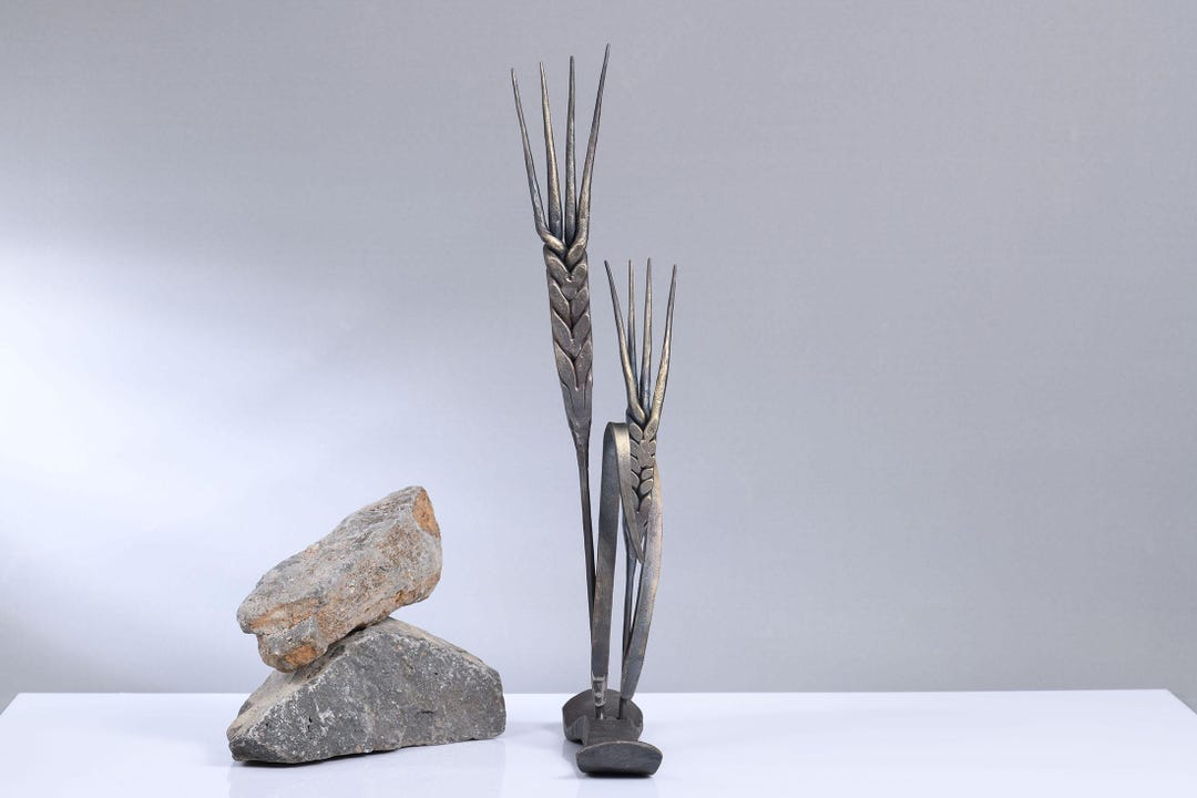 Forged Iron Wheat Leaves, Metal Nature Art, Blacksmith Decor, Rustic ...