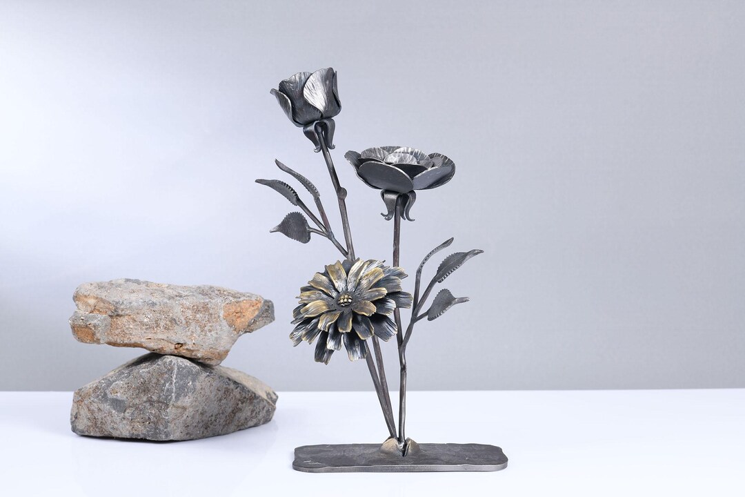 Hand-forged Steel Flower Arrangement - Etsy