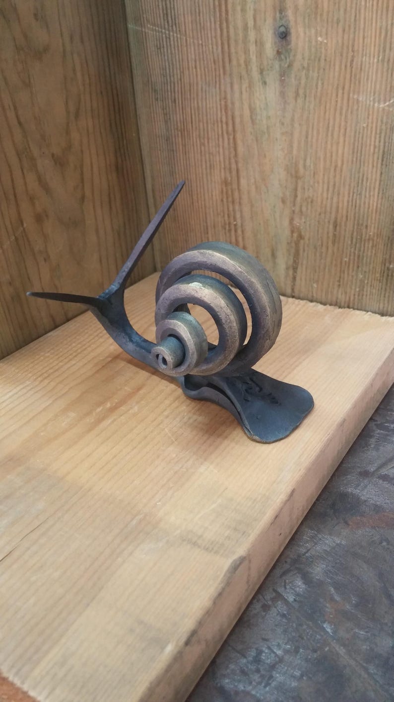 Iron Snail Sculpture: Hand Forged Metal Art Desk Decor Snail Gift - Etsy