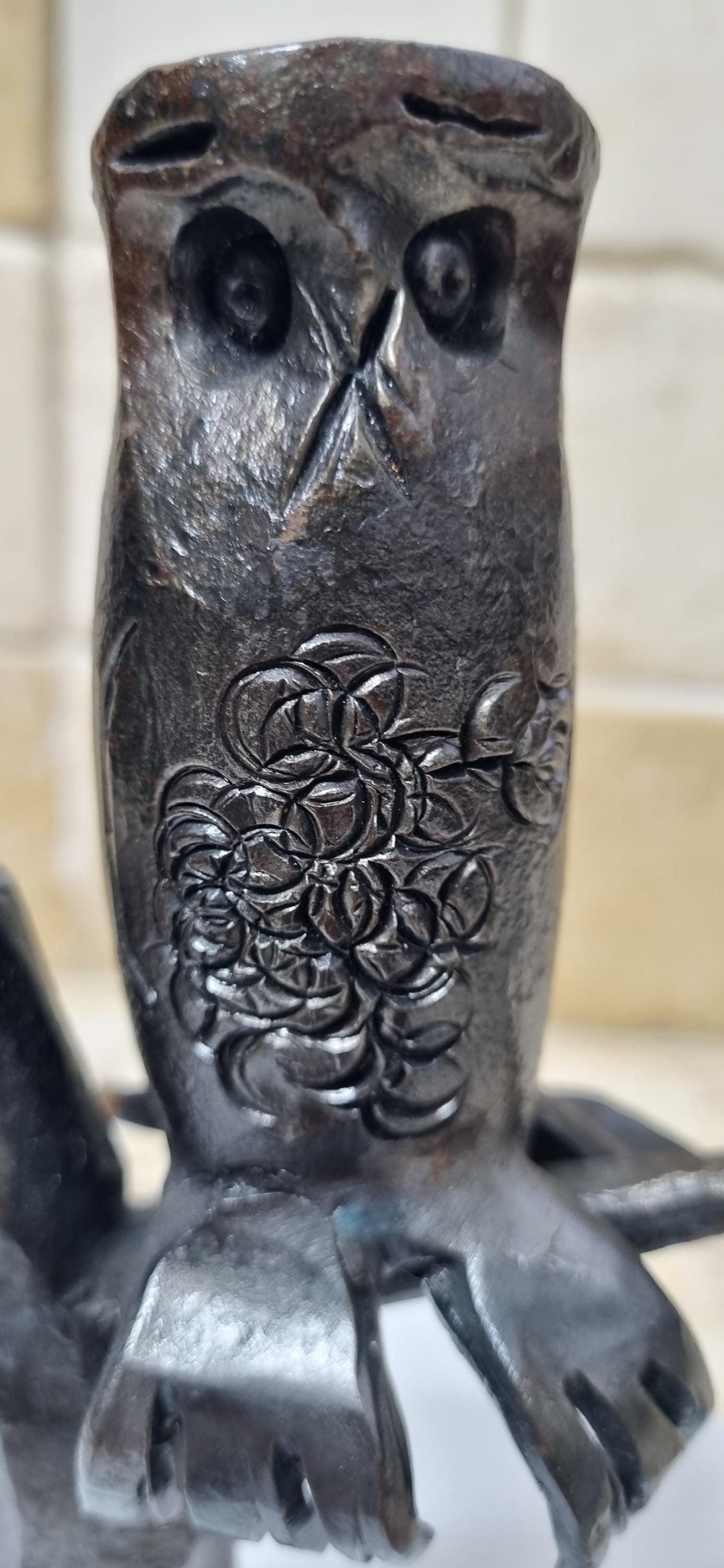 Handcrafted Forged Iron Owl Sculpture: Blacksmith Art Decor - Etsy