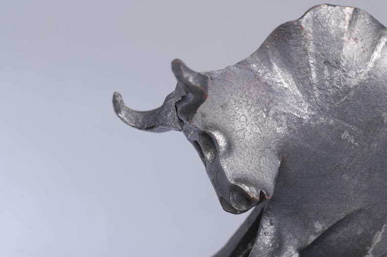 Forged Iron Bull Sculpture: Hand-forged Rustic Blacksmith Art 12 Inch ...