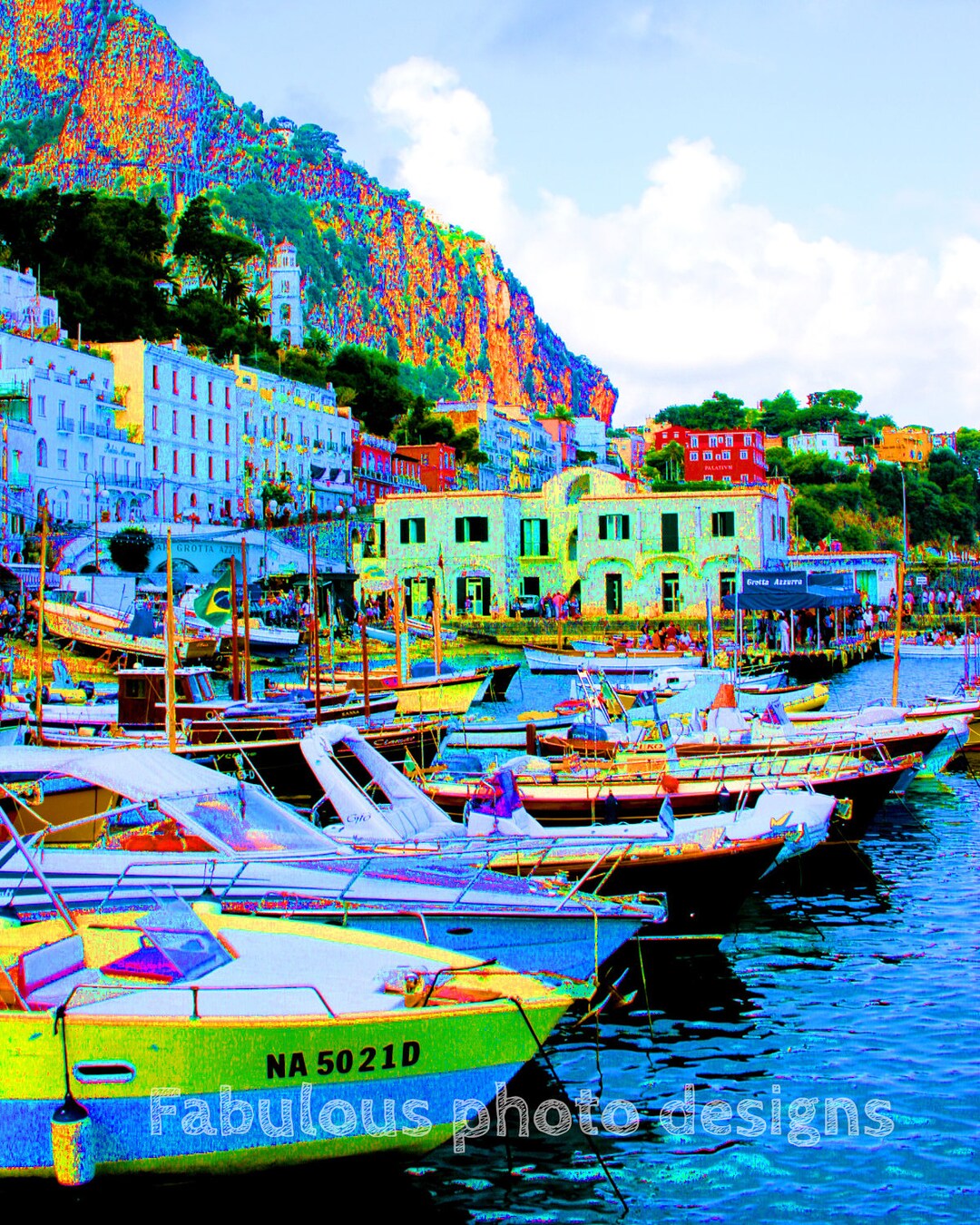 8x10 Neon Capri Italy Boat Fine Art Photograph - Travel Photography ...