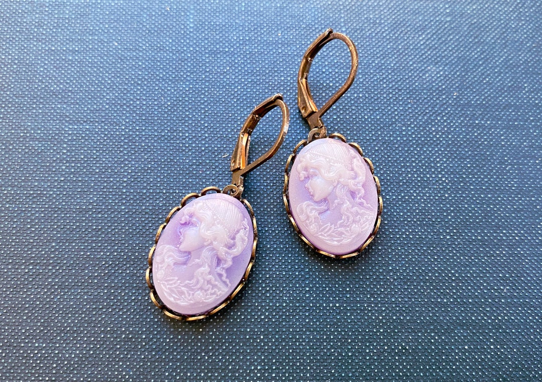 3 Colours! Small Cameo Earrings, Simple Cameo Pendants, Mother's Day ...