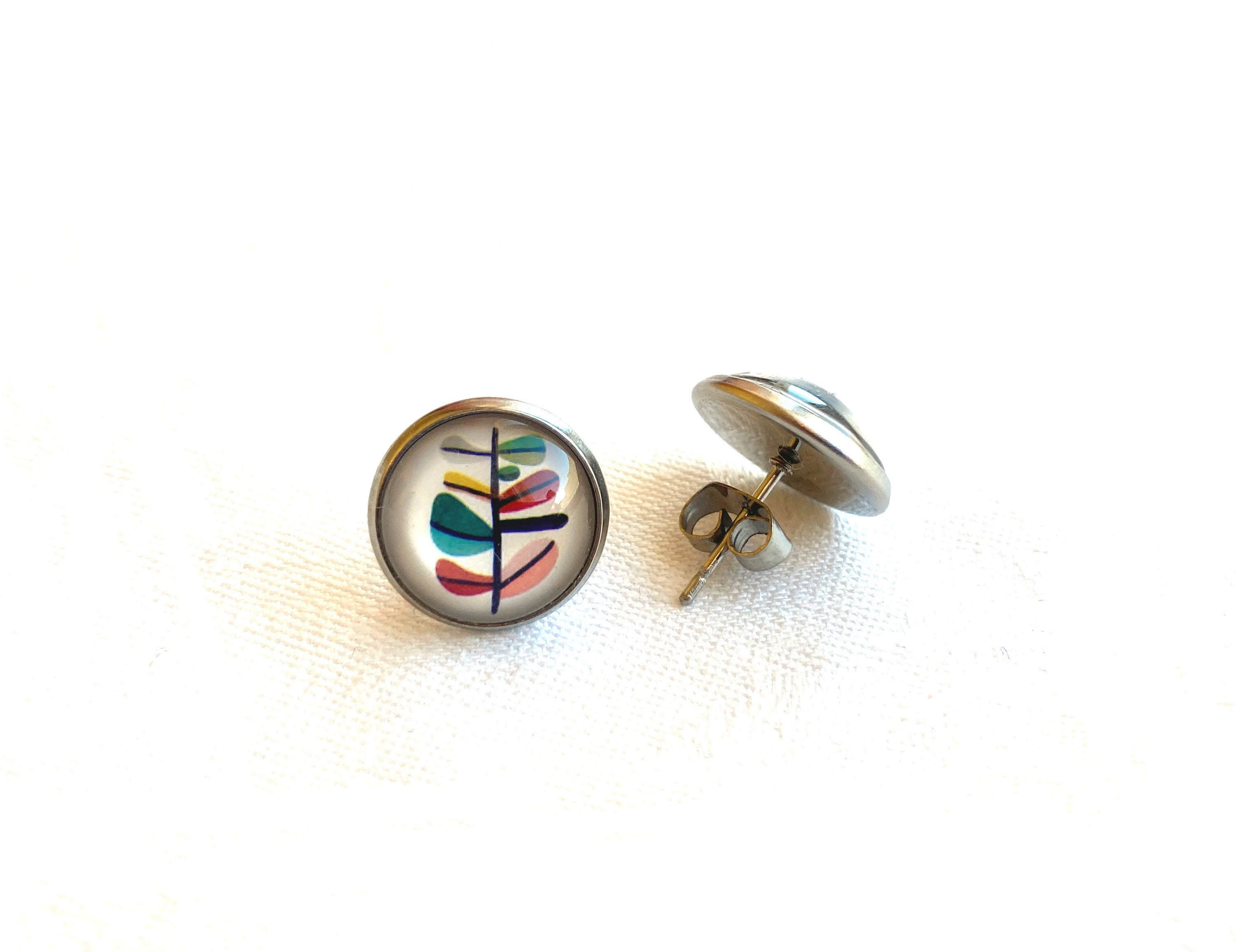 Scandinavian Earrings With Leaf Pendants Available as Studs - Etsy