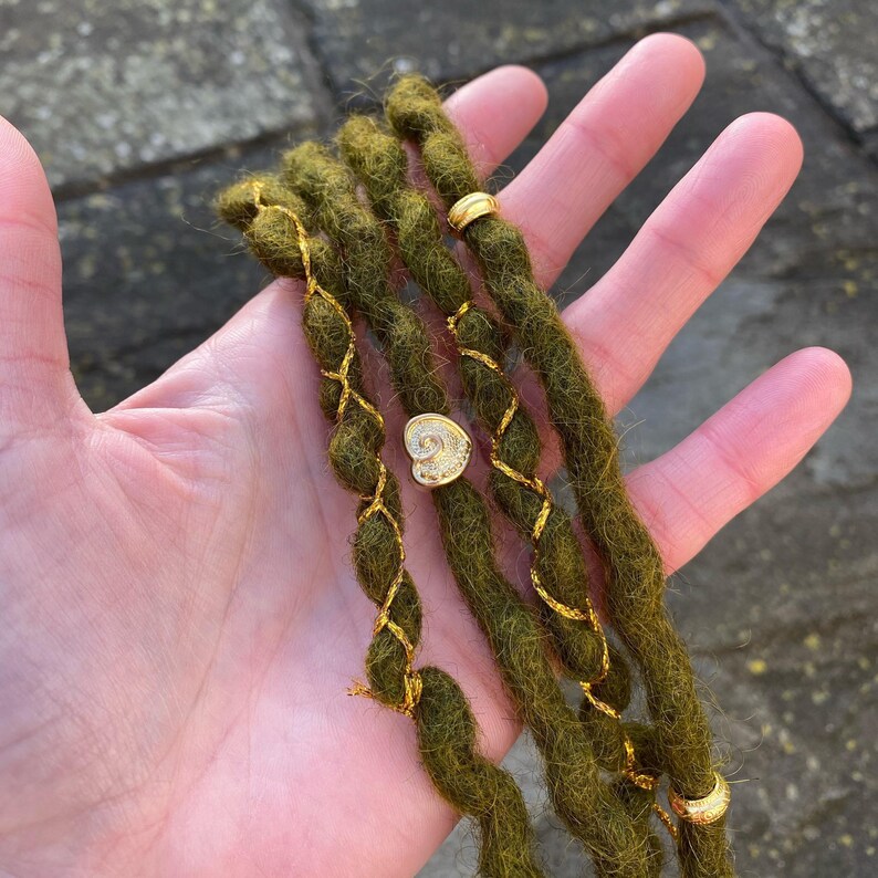 Moss Green Dreadlock Hair Wrap / Clip - 15 Inches - Festival Hair ...