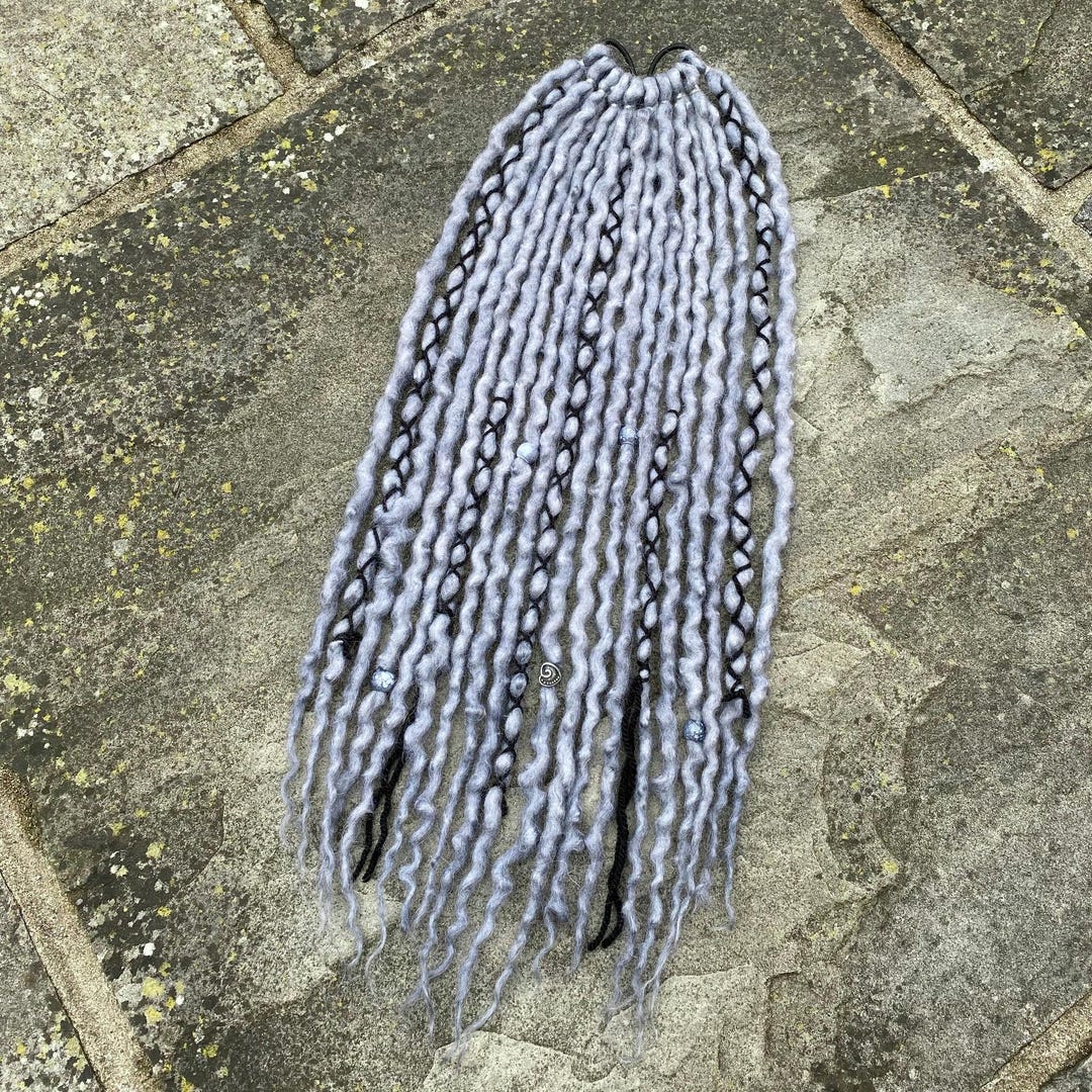 Custom - Pewter Grey Dreadlock Ponytail - Choose Your Length - Hair ...