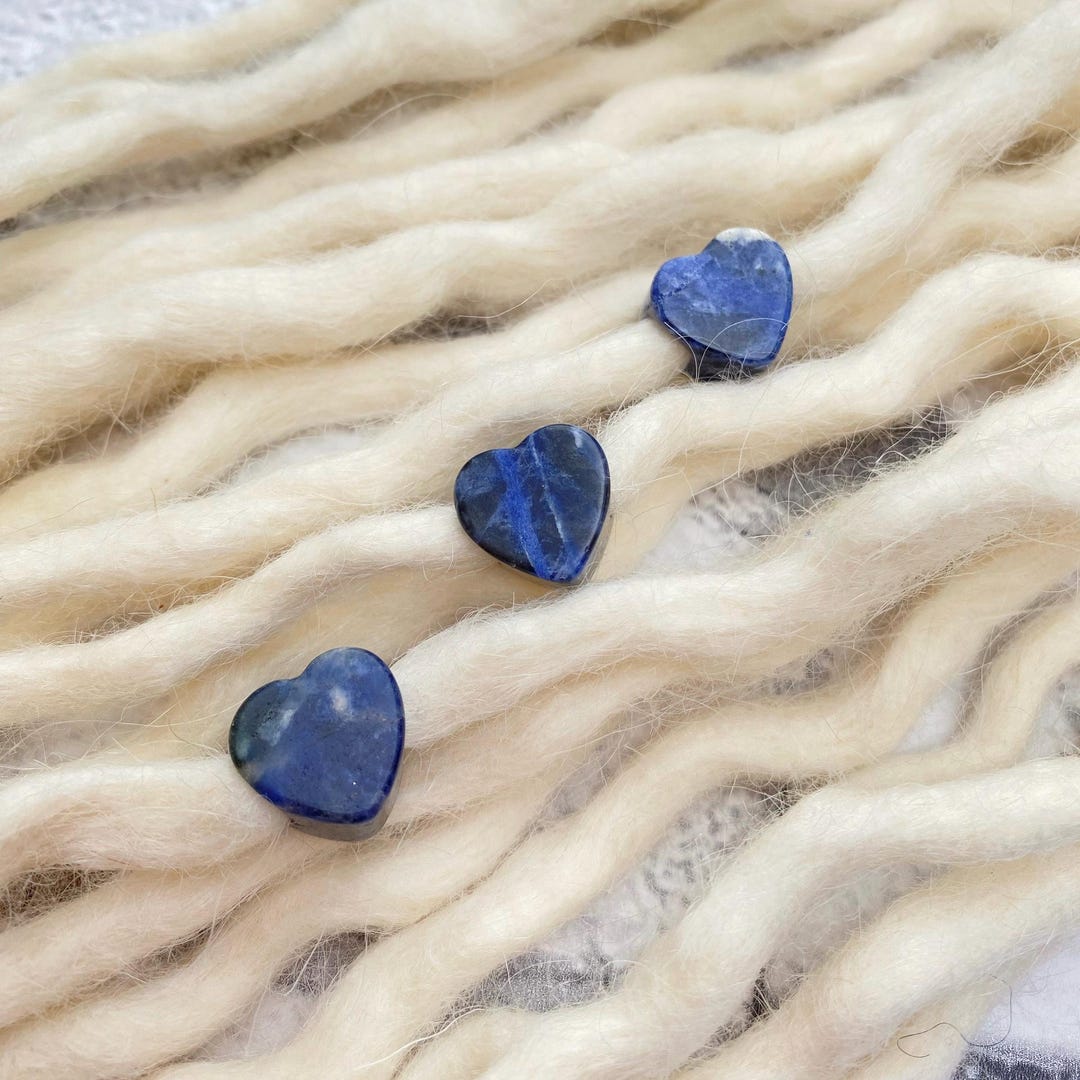 1 Sodalite Heart Gemstone Dreadlock Bead – Hair Jewelry for Dreadlocks ...