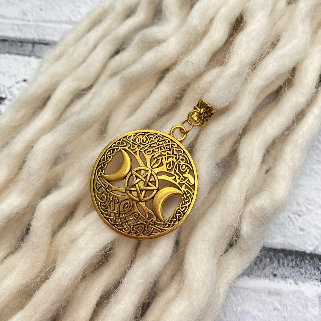 Tibetan Gold Large Triple Moon Dreadlock Bead – Hair Jewellery for ...