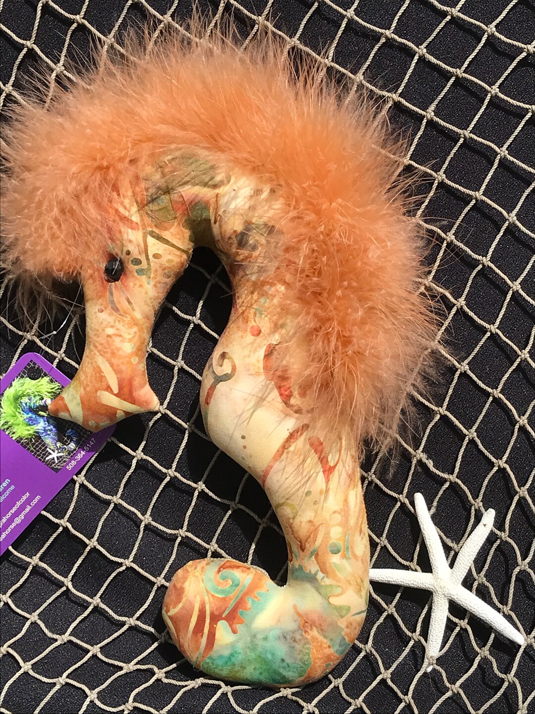 Seahorse Ornament Batik Beach Nautical Tan Green Ocean Creature - Etsy