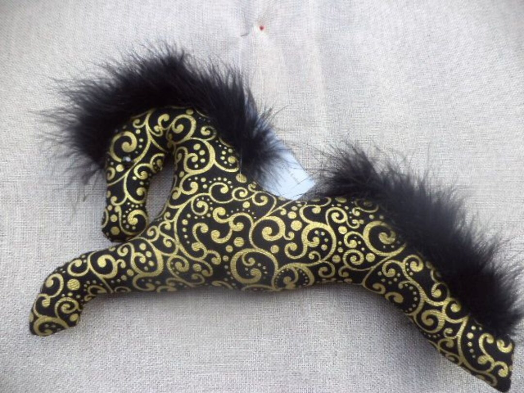 Black & Gold Friesian Horse Ornament: Handmade Equine Toy - Etsy