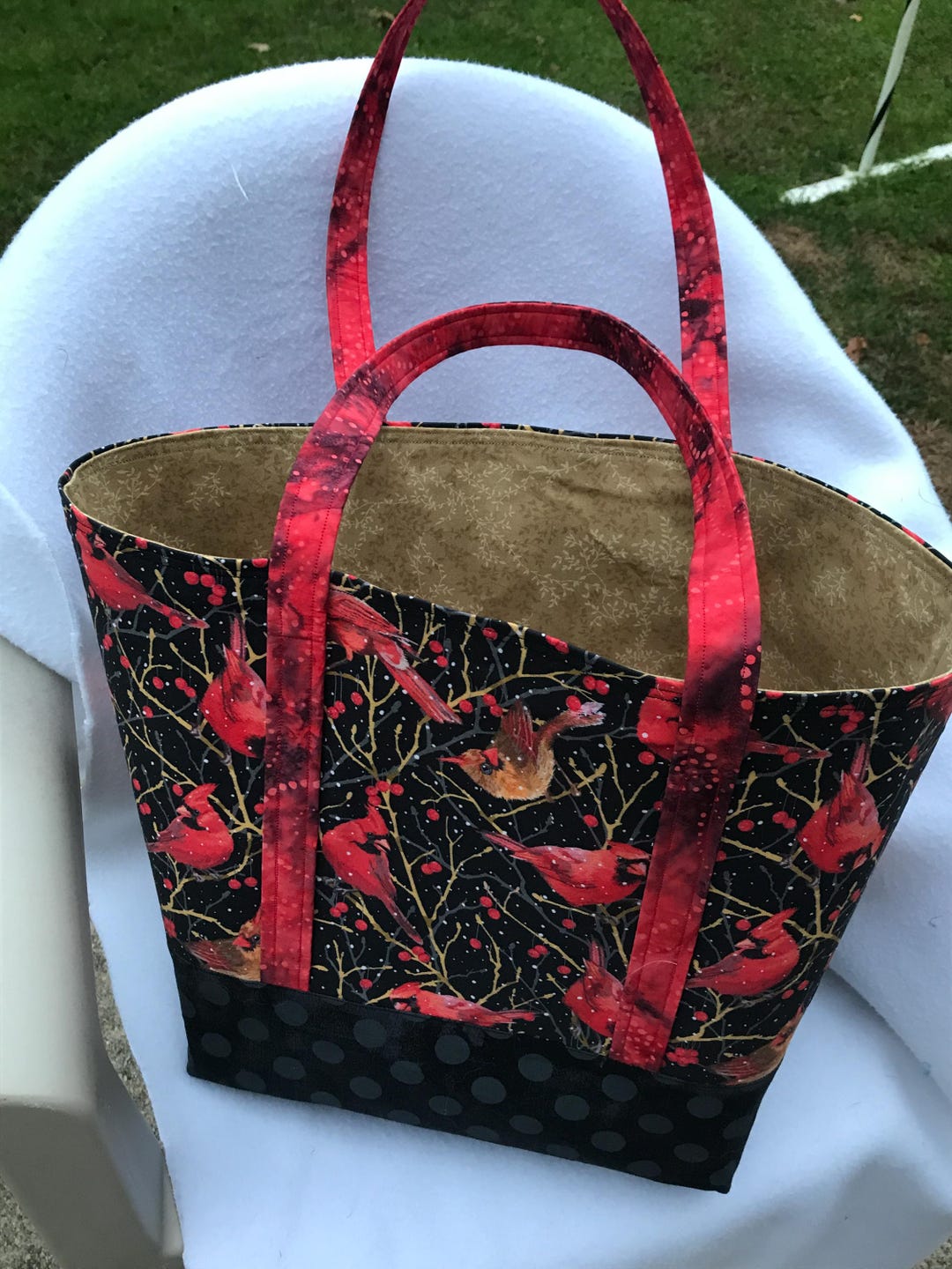 Shoulder Tote Bag Cardinal Fabric One of a Kind Bag - Etsy