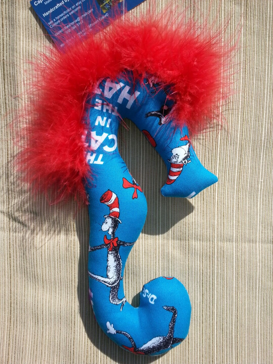 Teacher Gift, Cat in the Hat Fabric, Seahorse, Whimsy, Childs Room ...