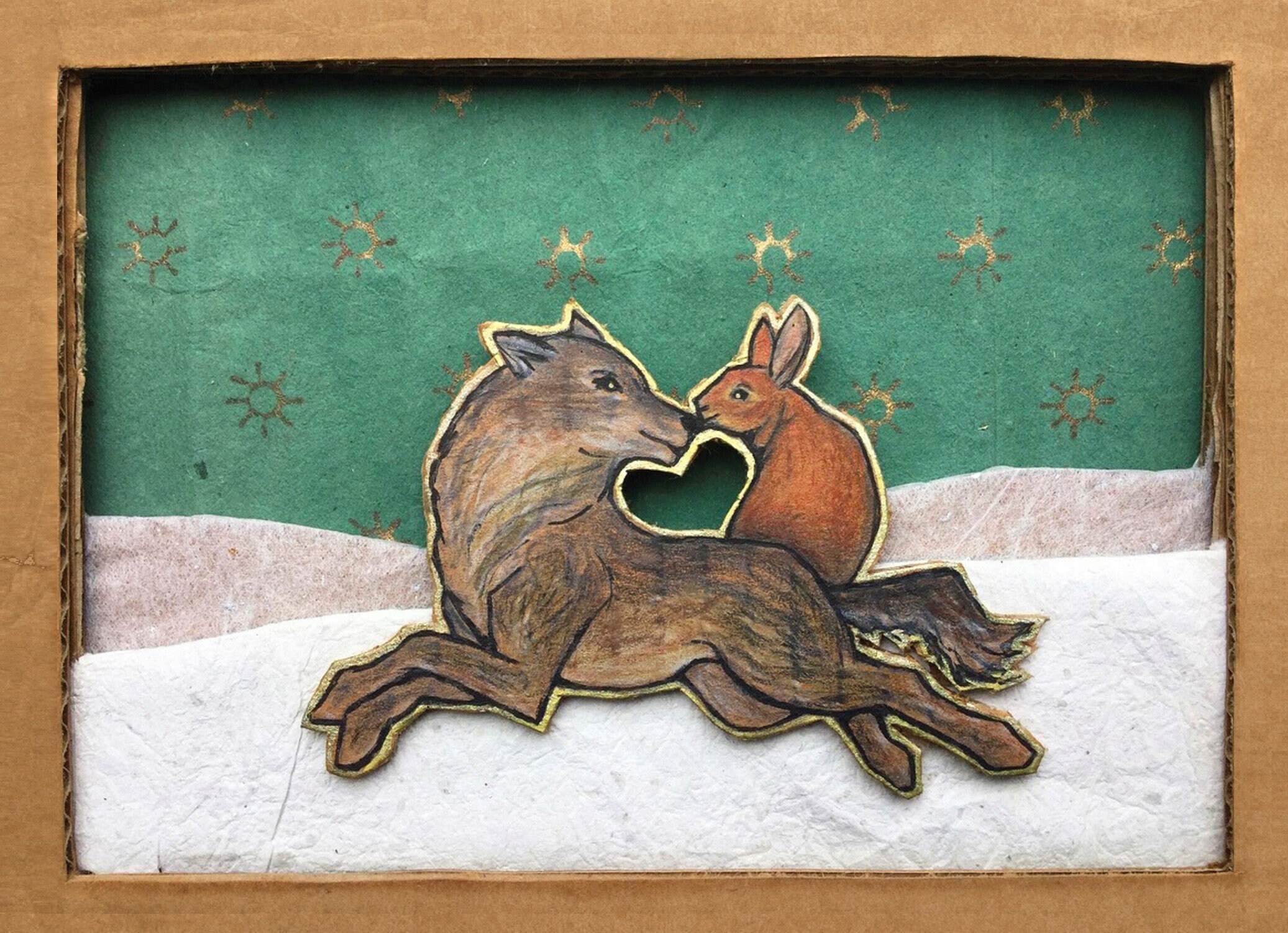 Greeting Card Wolf and Rabbit - Etsy