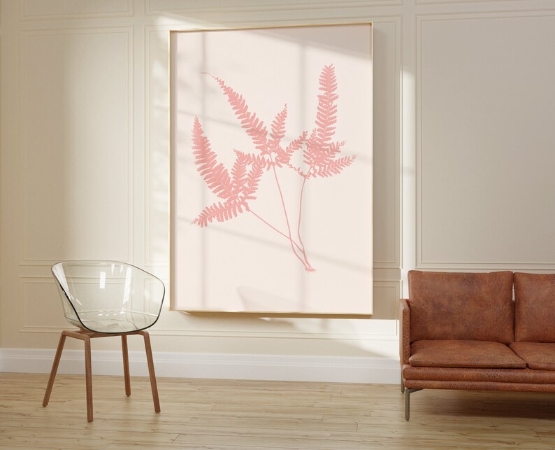 Soft Pink Pressed Fern Trio Printable Wall Art Botanical - Etsy