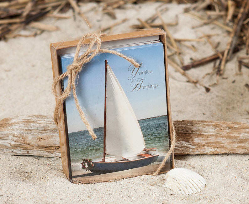 Nautical Christmas Note Card-coastal Christmas Photo Card-sailboat ...