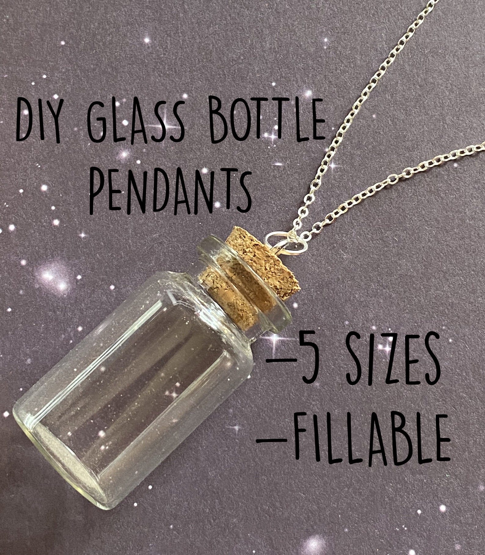 DIY Glass Bottle Necklace Sets - Fillable Empty Mini Wishing Jar Glass ...