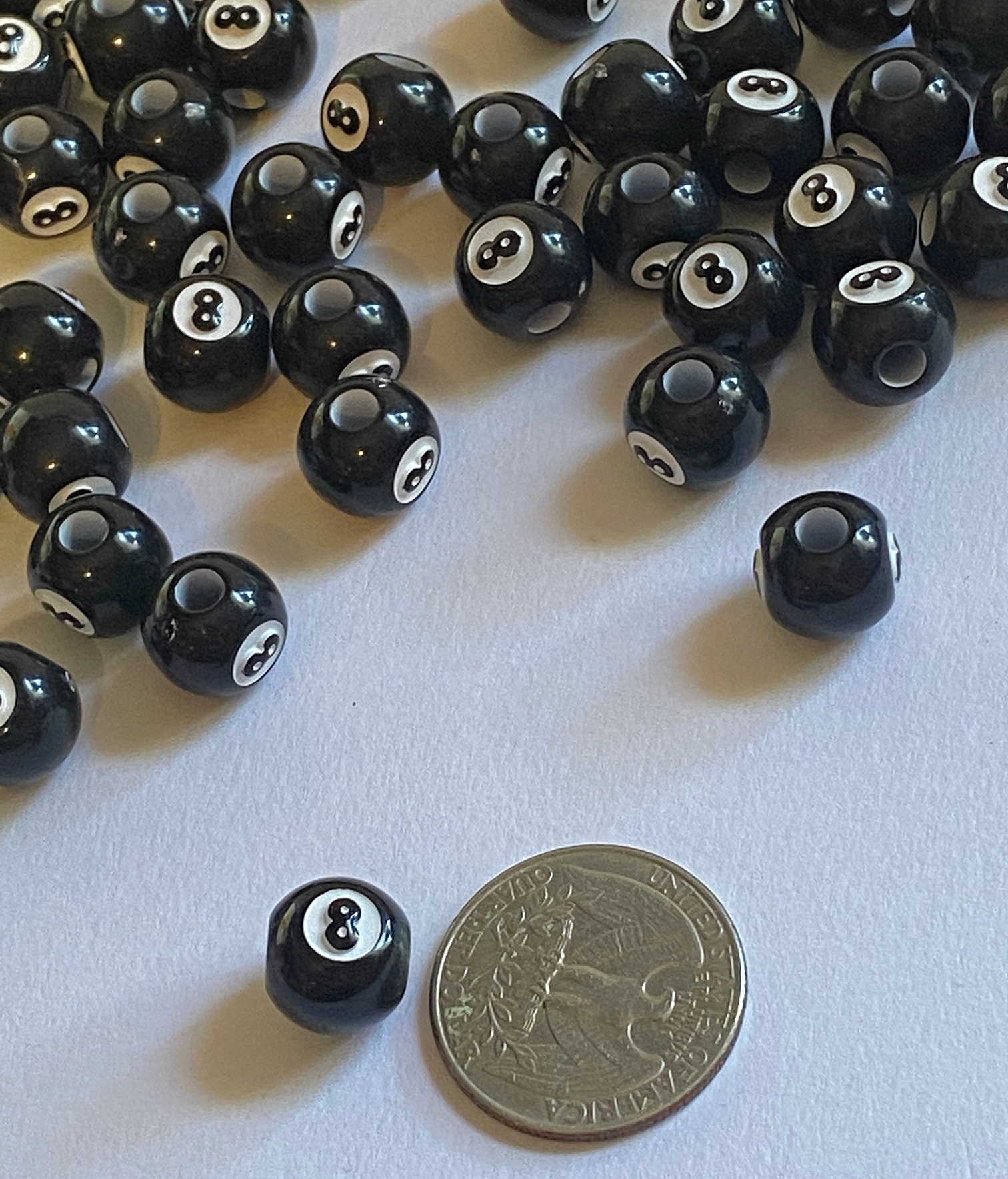 12 Pc Mini 8 Ball Beads 12mm W/ 4mm Hole Billiards Pool - Etsy
