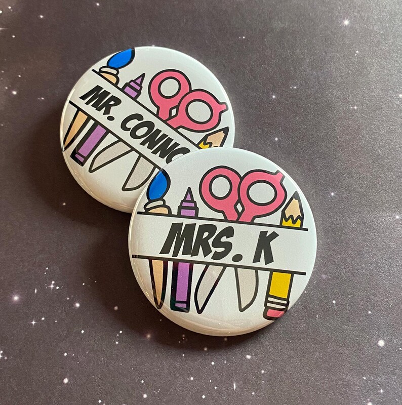 Teacher, School, Name Tags, Button or Magnetic - Customizable Name ...