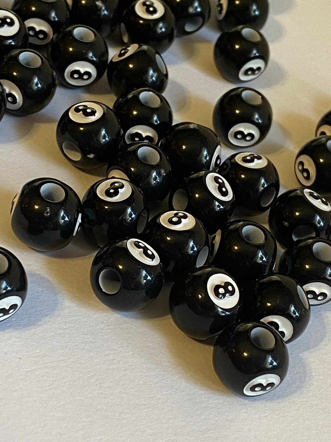 12 Pc Mini 8 Ball Beads 12mm W/ 4mm Hole Billiards Pool - Etsy