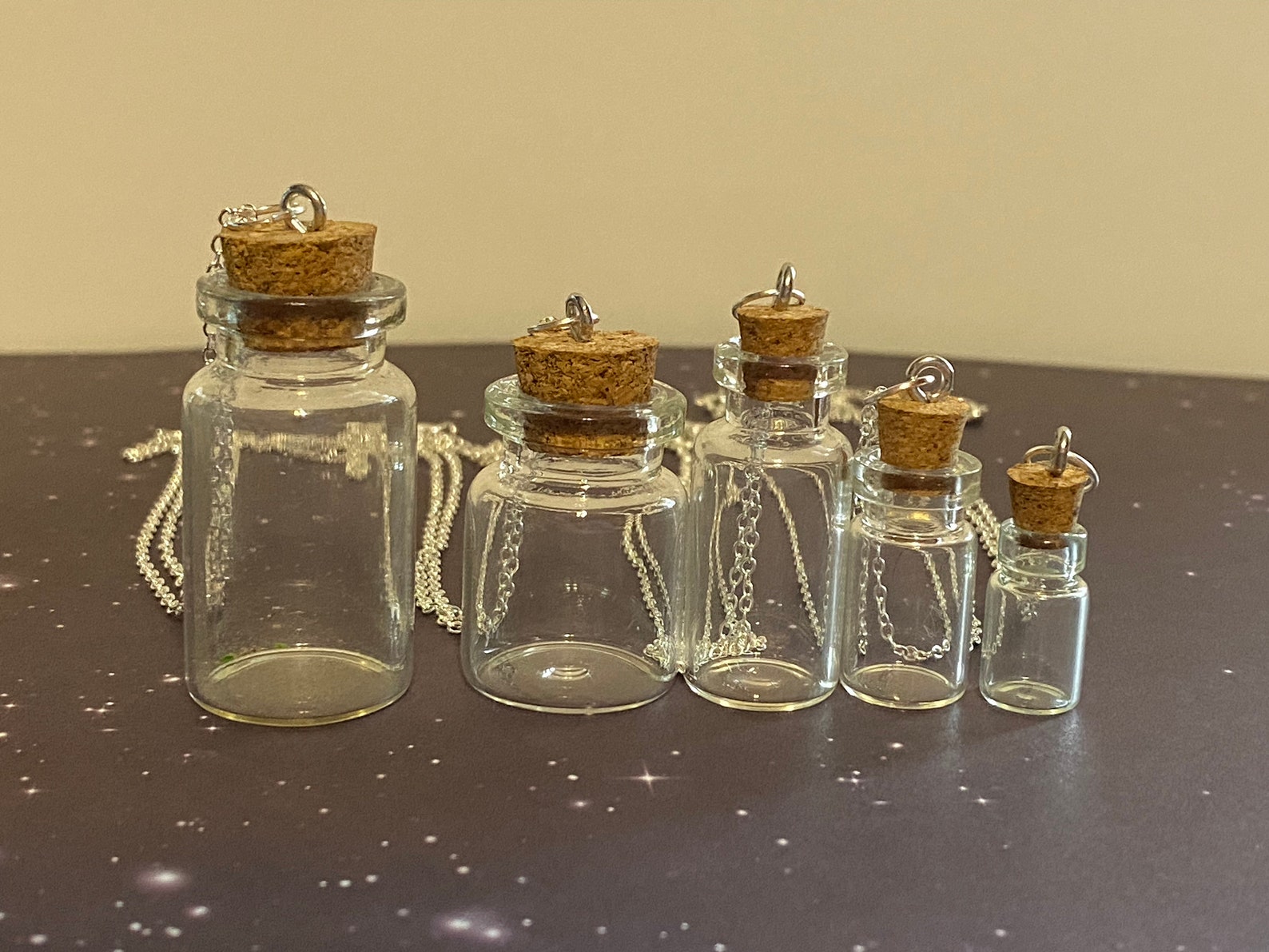 DIY Glass Bottle Necklace Sets - Fillable Empty Mini Wishing Jar Glass ...