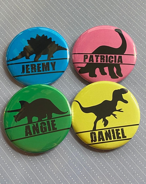 Dinosaur Name Tags Customizable Name Dinosaur Color | Etsy