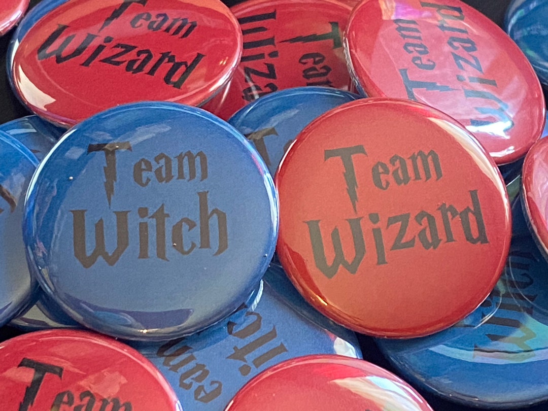 Team Witch or Wizard, Red, Blue, Pinback Button, 1", 1.5", 2.25", Girl ...
