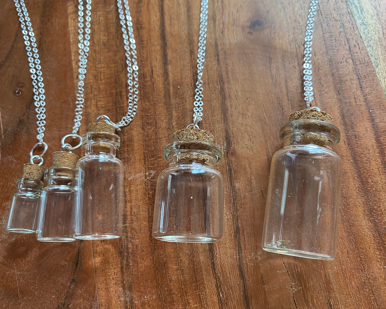 DIY Glass Bottle Necklace Sets - Fillable Empty Mini Wishing Jar Glass ...