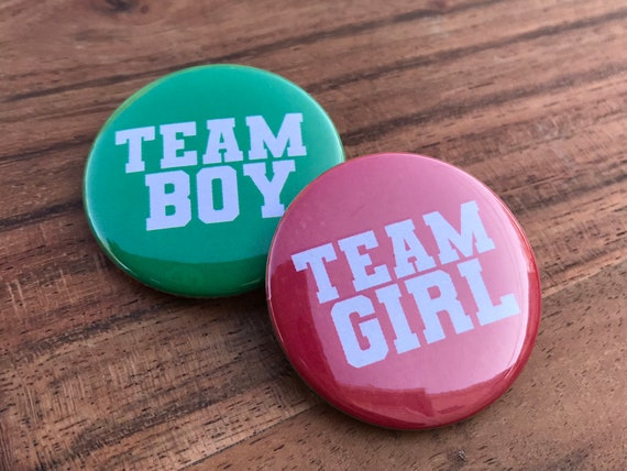 Team Boy Team Girl Red Green Pinback Button 1 | Etsy