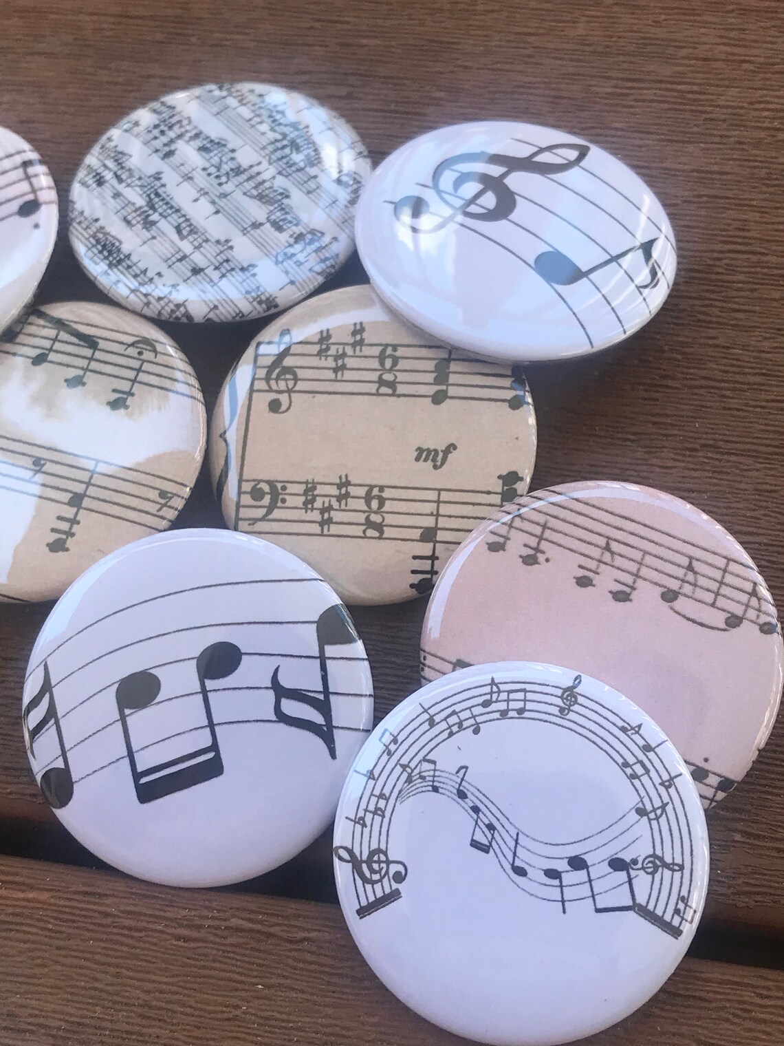 Music, Sheet Music Magnets or Buttons, 1", 1.5" You Pick, Music Decor ...