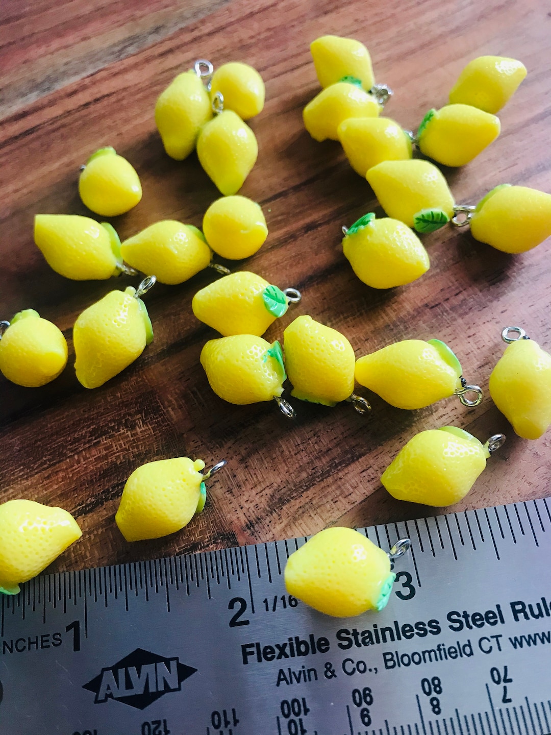 6 Piece Miniature Lemon Charms - Light Weight Plastic - Citrus - Summer ...