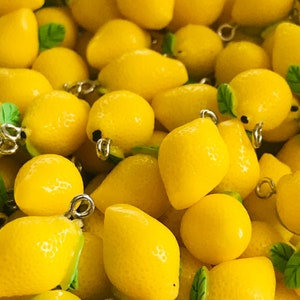 6 Piece Miniature Lemon Charms - Light Weight Plastic - Citrus - Summer ...
