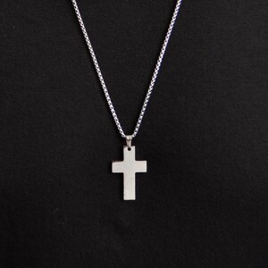 Stainless Steel Cross Necklace With Box Chain WATERPROOF Big Silver ...