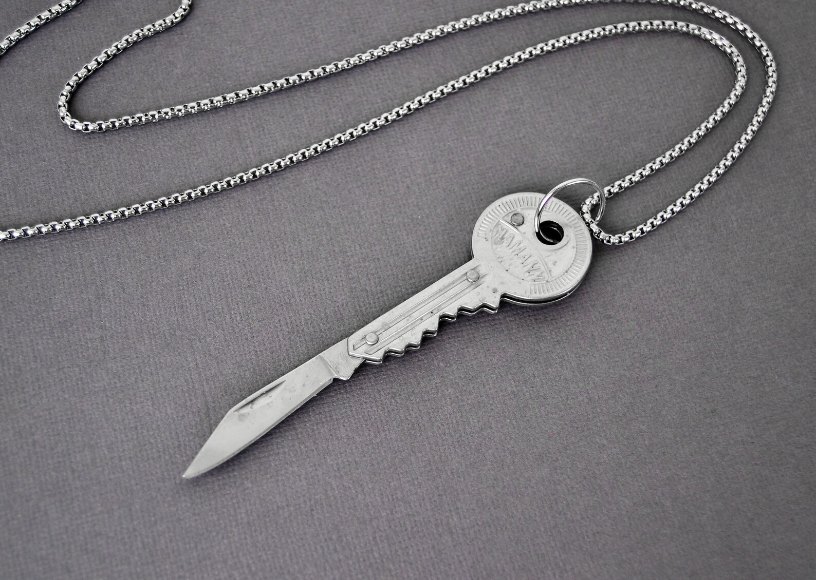 Necklace for Men Key Knife Necklace on a Stainless Steel Box | Etsy