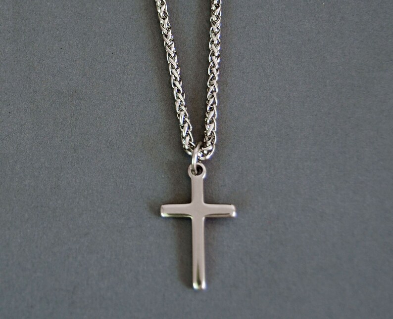 Thick Chain Cross Necklace, Stainless Steel Gift for A Man, Wheat Chain ...