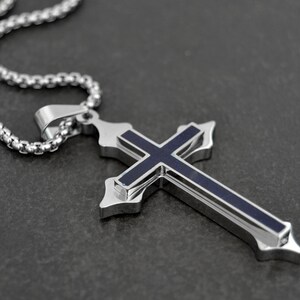 Black Cross Necklace, Large Cross, Box Chain, Unique Gifts for Him ...