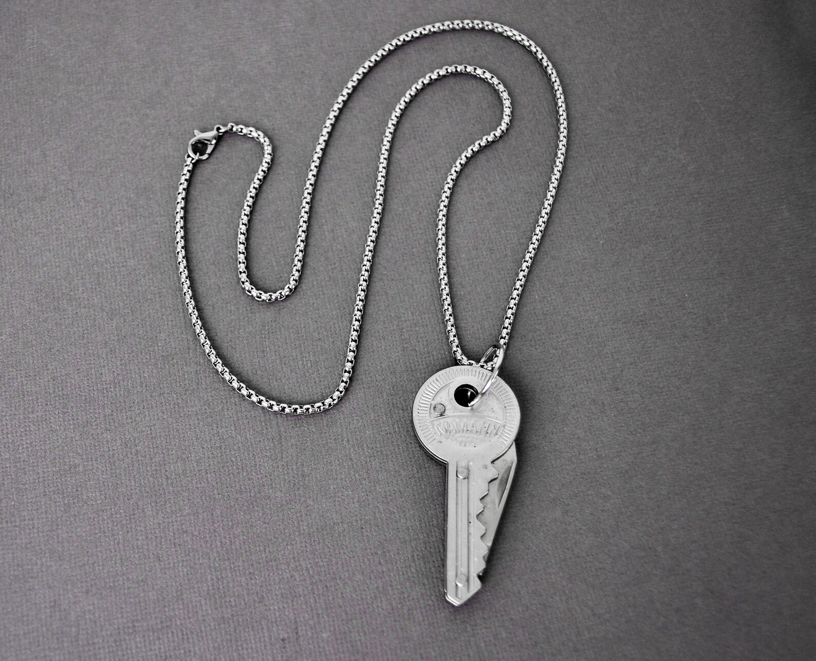 Necklace for Men Key Knife Necklace on a Stainless Steel Box | Etsy