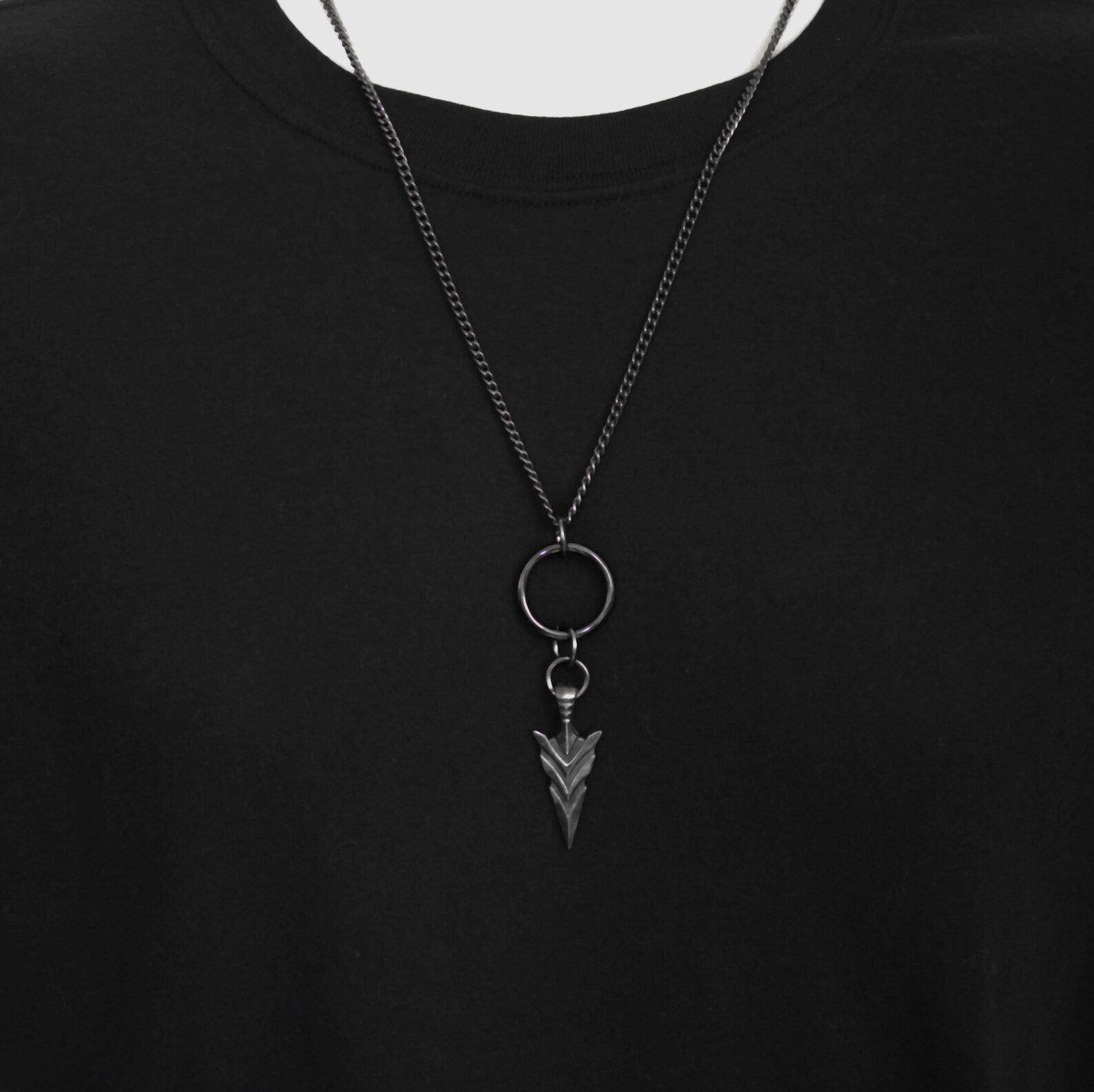 Spear Necklace With Gunmetal Curb Chain, BCB - Etsy