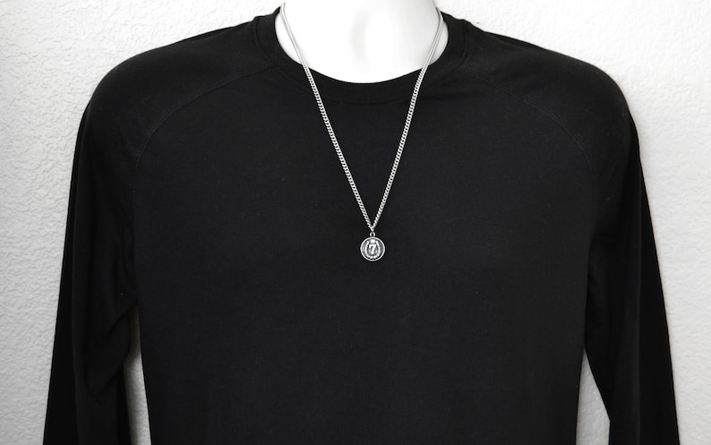 Horseshoe Lucky Seven Necklace, Stainless Steel Curb Chain, Mans ...