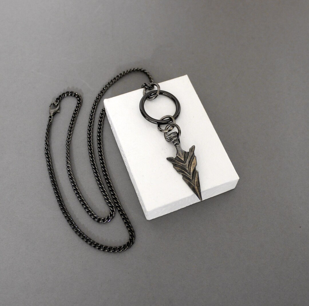 Spear Necklace With Gunmetal Curb Chain, BCB - Etsy
