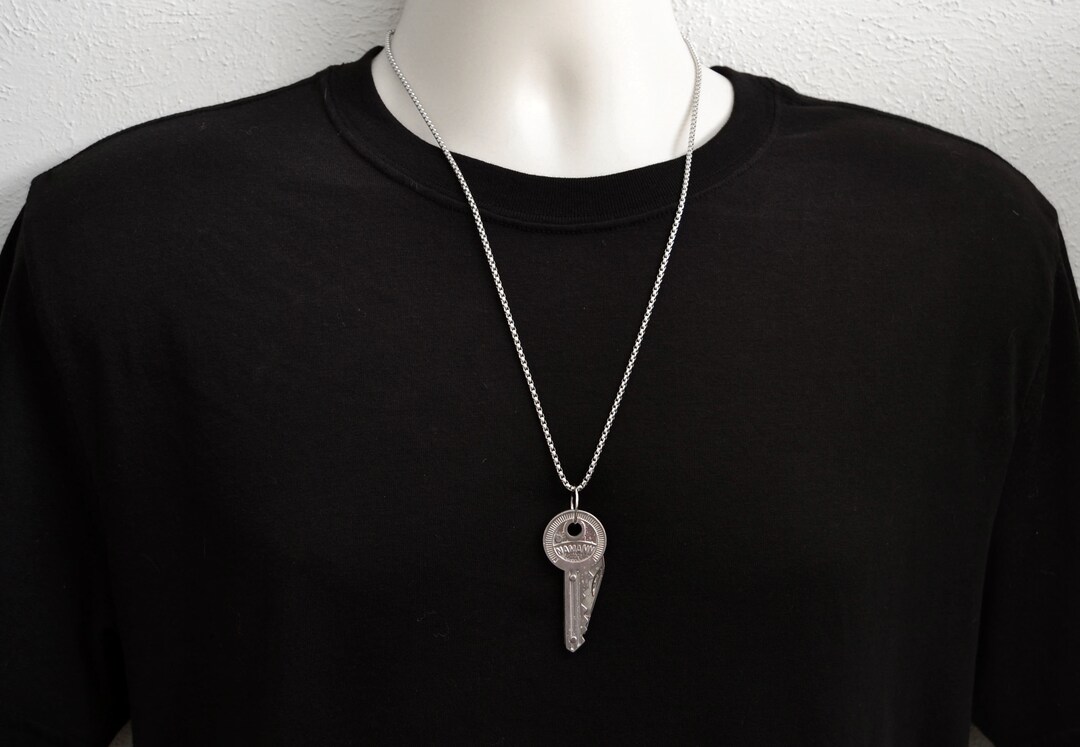 Necklace for Men Key Knife Necklace on a Stainless Steel Box - Etsy