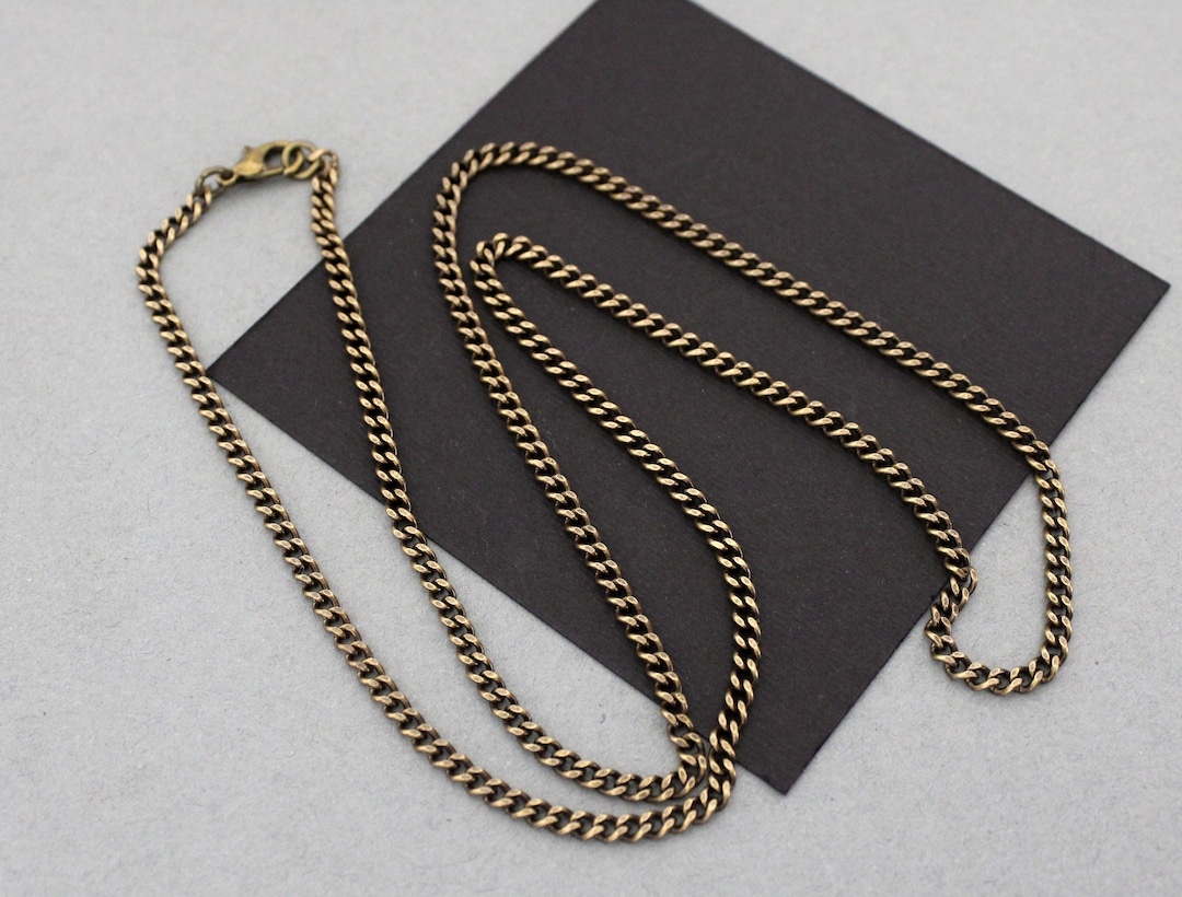 Solid Brass Narrow 2mm Curb Chain, Cross Chain, 1/8 Inch Wide Chain - Etsy