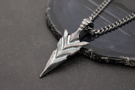 Spear Necklace With Gunmetal Curb Chain Cool Guy Gifts Mens - Etsy