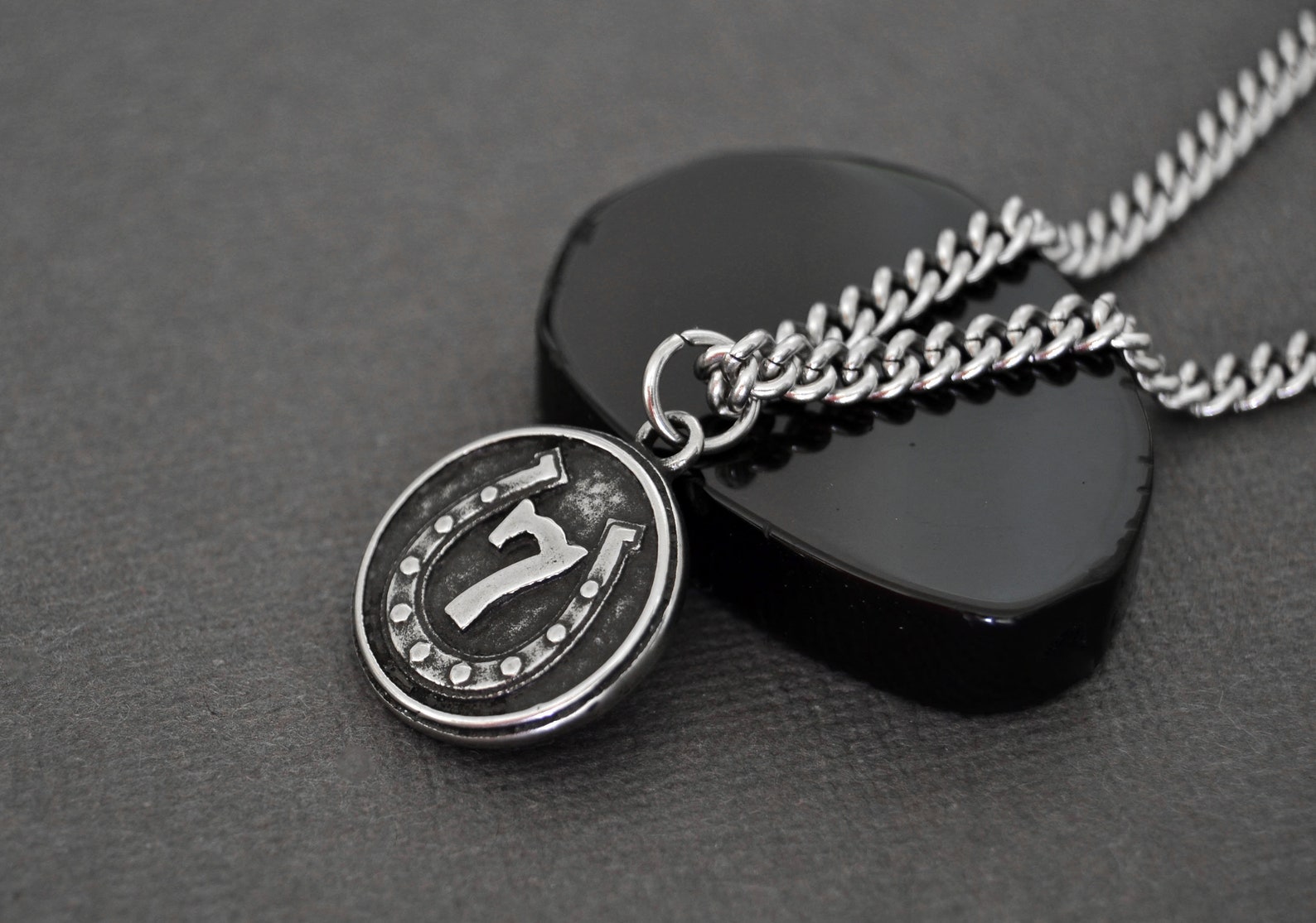 Horseshoe Lucky Seven Necklace Stainless Steel Curb Chain - Etsy