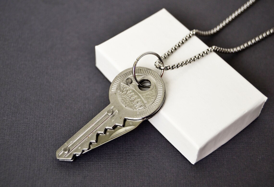 Necklace for Men Key Knife Necklace on a Stainless Steel Box | Etsy