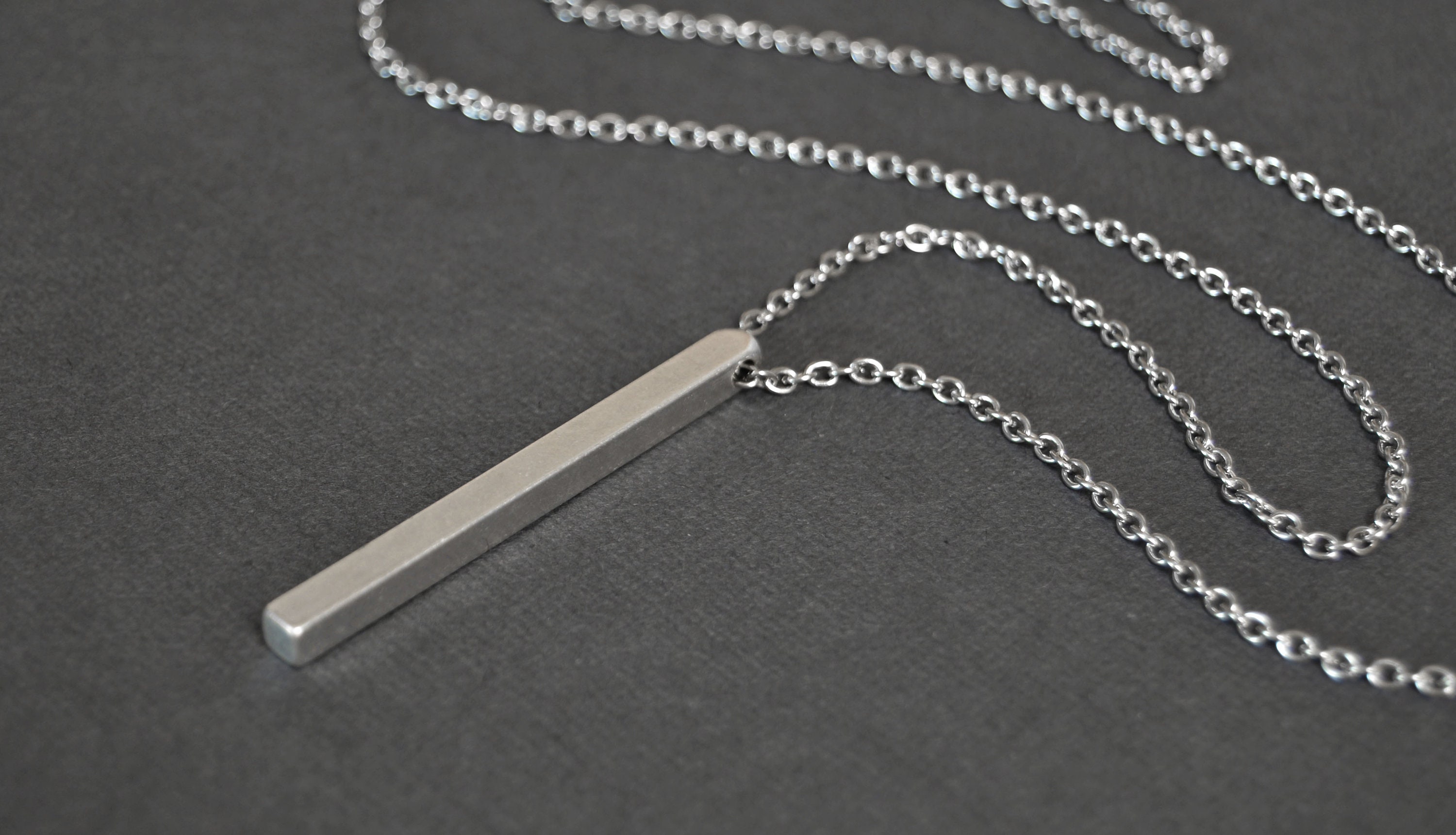 Silver Bar with Stainless Steel Chain Mens Bar Pendant Mens | Etsy
