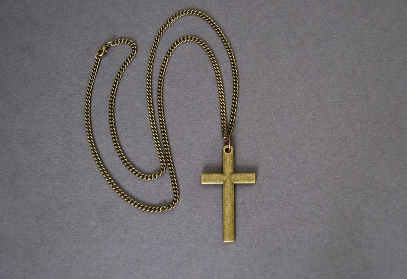 Big Brass Cross Necklace Necklace for Men Mens Necklace - Etsy
