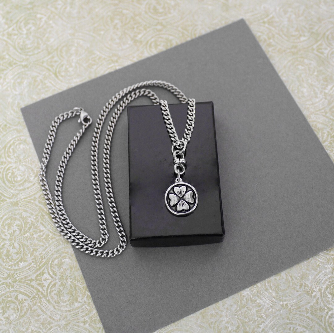 Necklace With Four Leaf Clover, Dime Sized Shamrock Pendant With ...