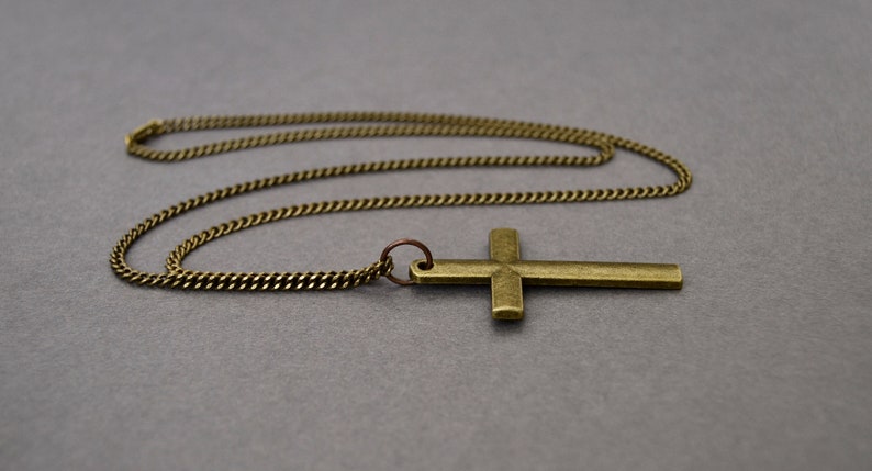 Big Brass Cross Necklace Necklace for Men Mens Necklace - Etsy