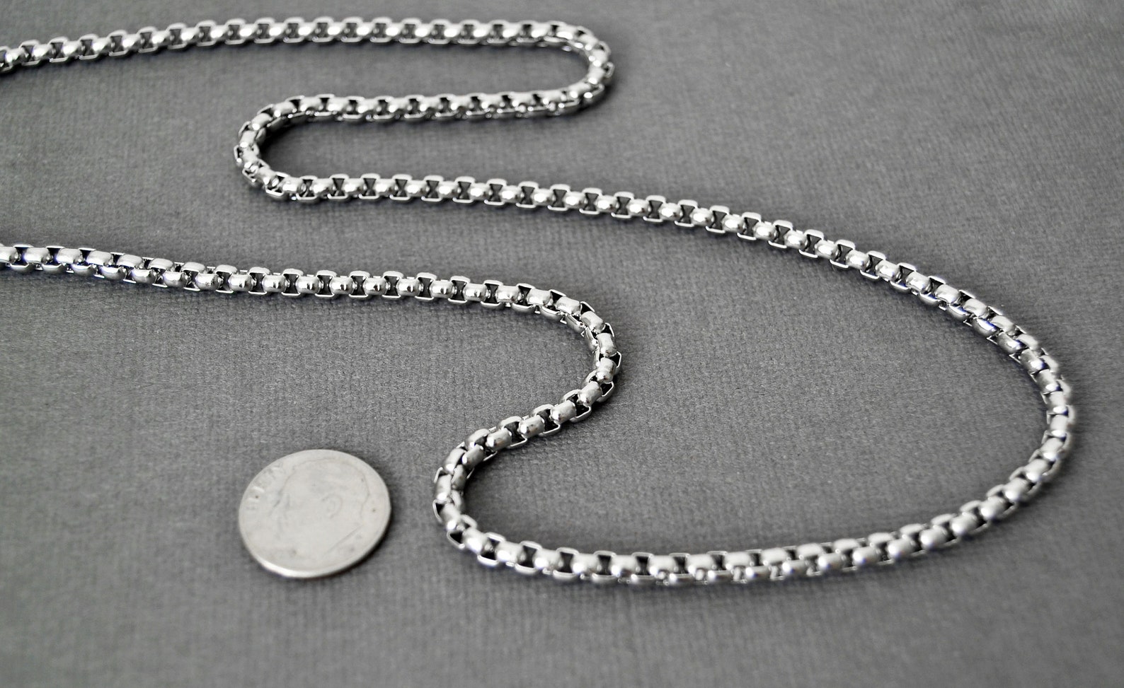 4mm Box Chain Necklace for A Man Silver Stainless Steel Thick - Etsy